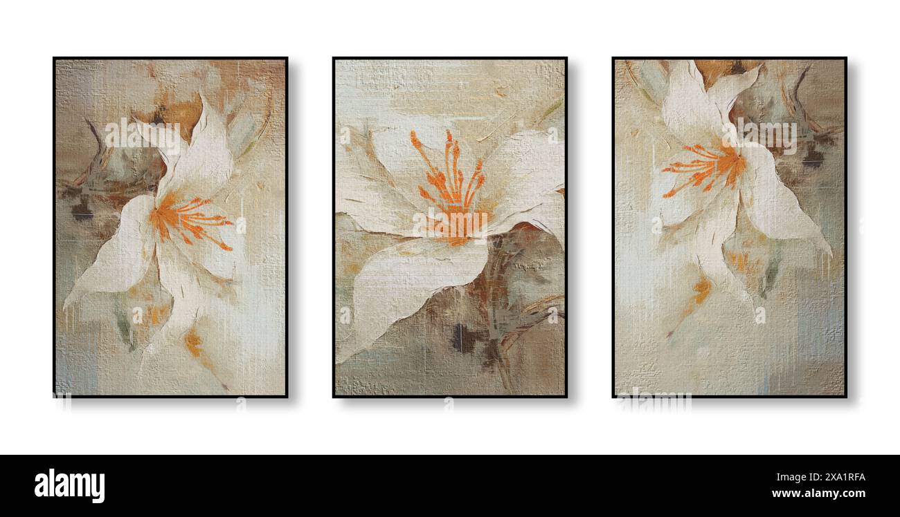 Stylish art background wall, color combination, art, watercolor, flowers, leaves, geometry ...