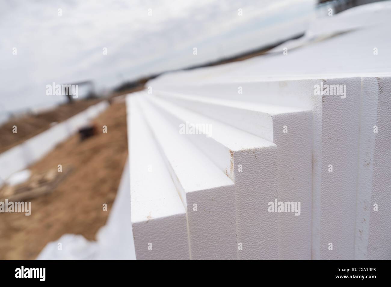 A close-up of a white polyfoam stack in an industrial setting Stock ...