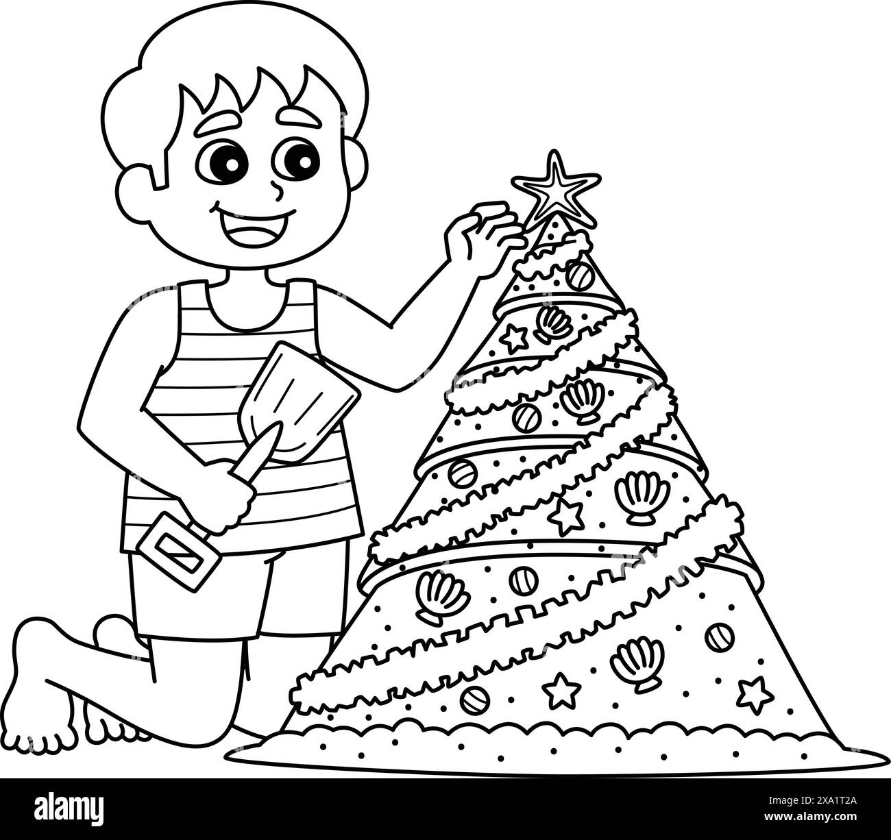 Christmas in July Kid Sand Christmas Tree Isolated Stock Vector Image ...