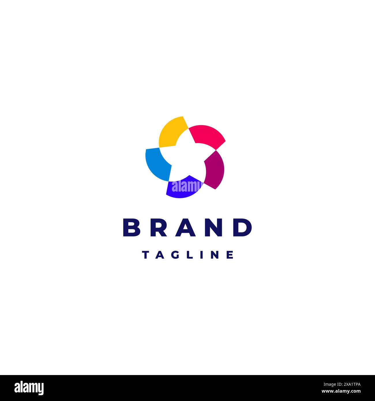 Star Inside Colorful Rotating Geometric Shapes Logo Design. Five ...