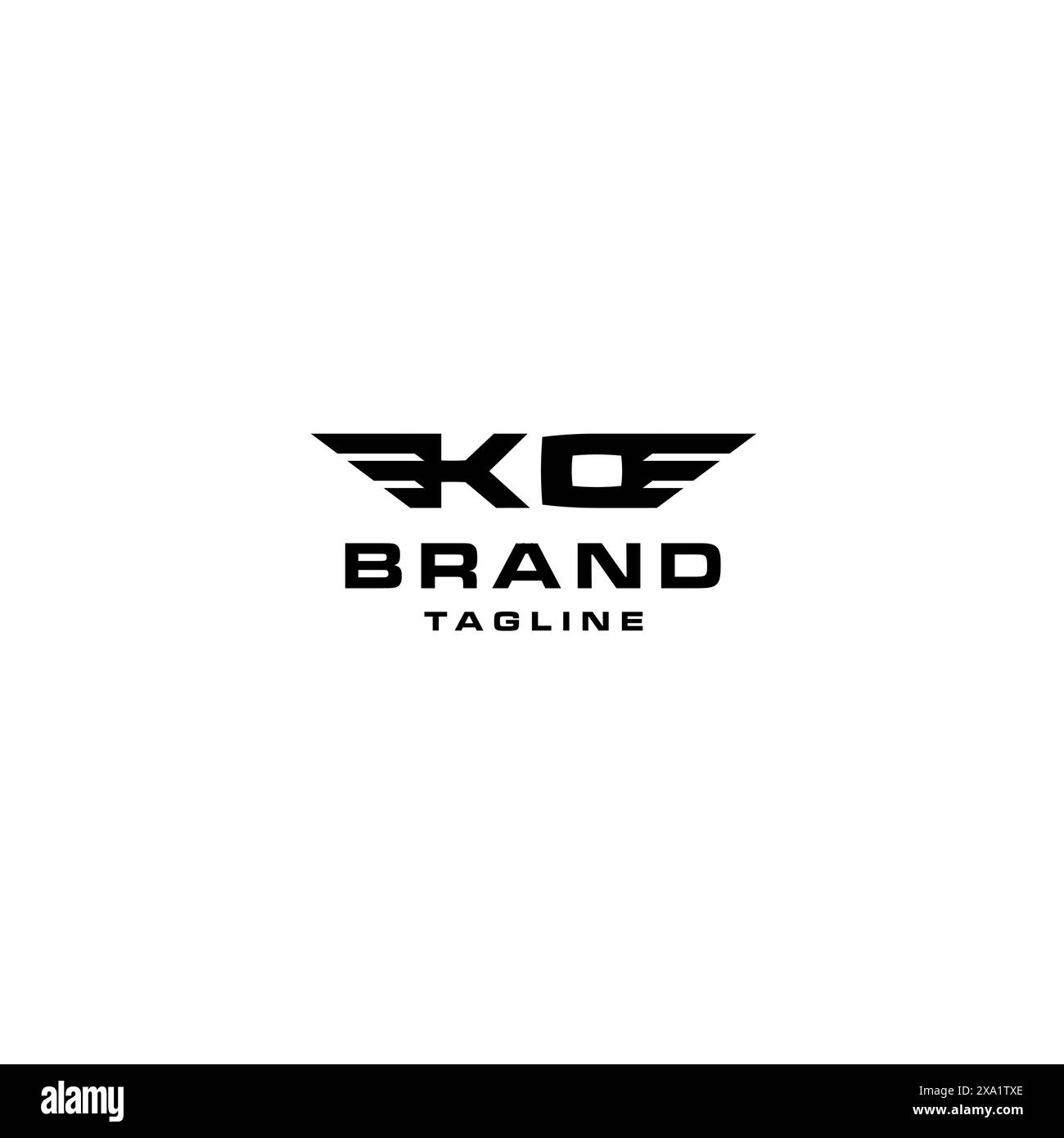Wings Symbol On Both Sides Initial Letter KO Logo Design. Letter K and ...