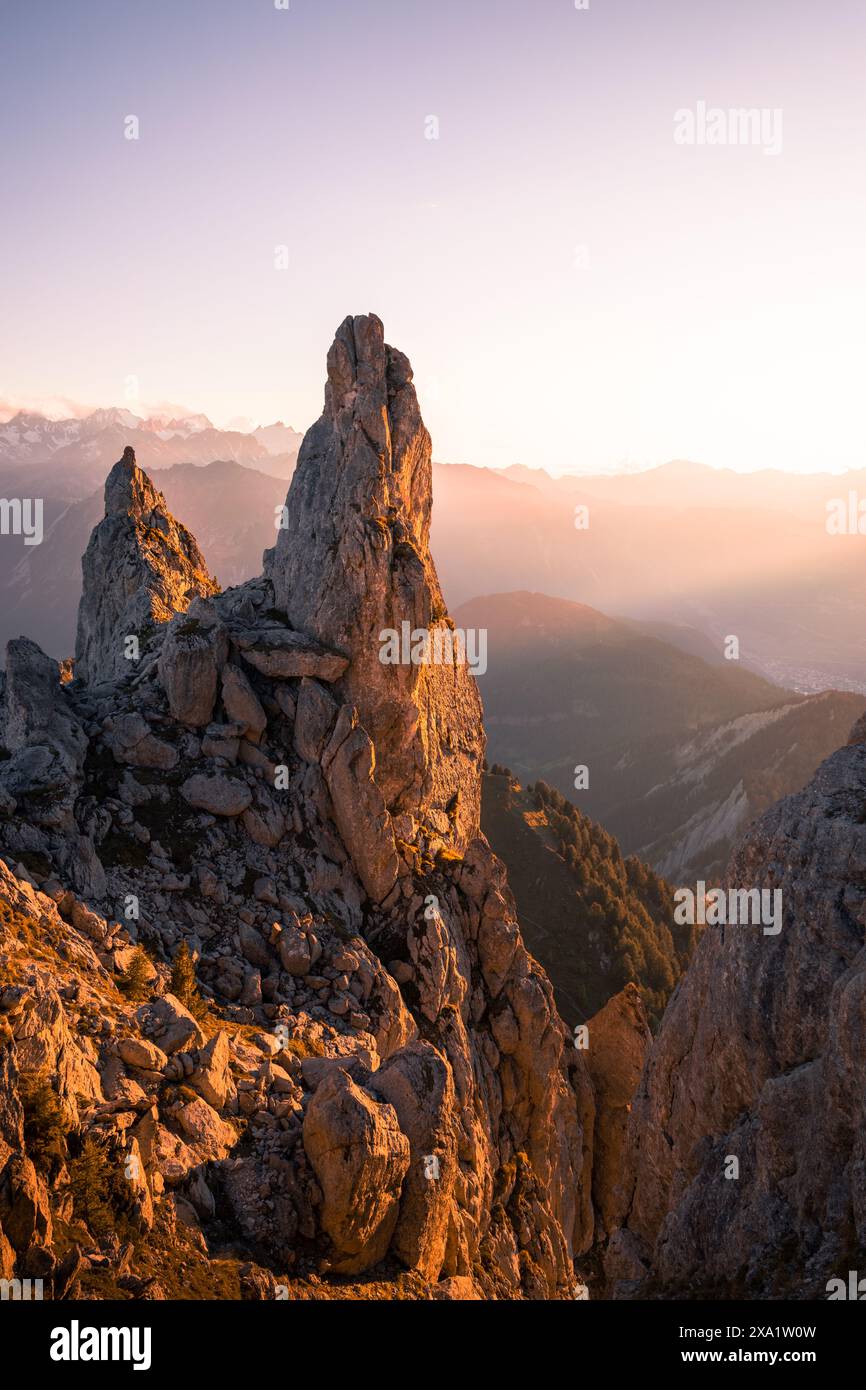 Summer landscape view of the Pierre Avoi side peaks illuminated by the ...