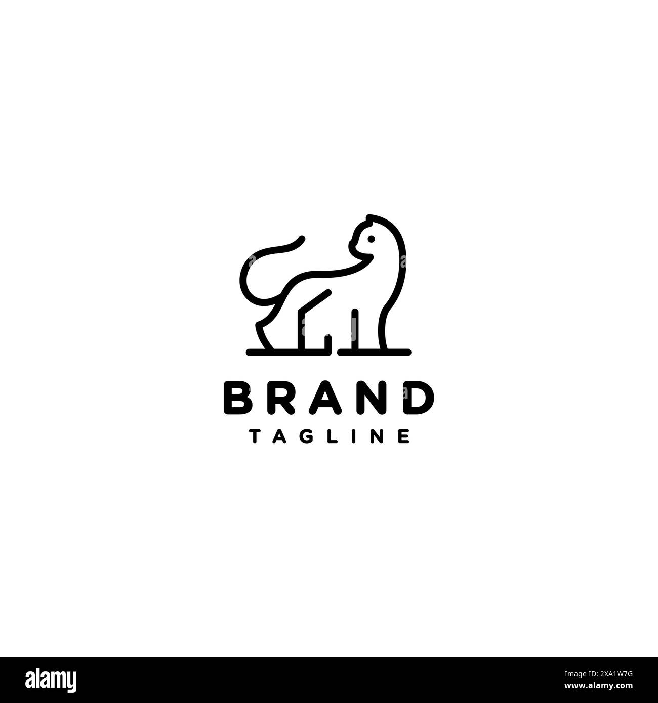 Cat Icon And House Symbol In Line Logo Design. House Silhouette Outline ...