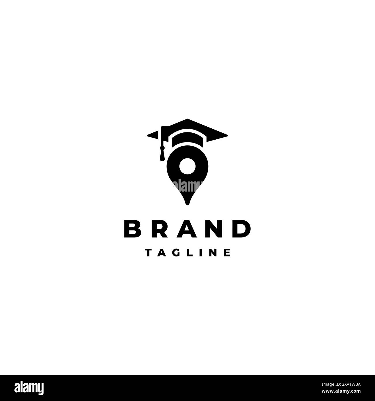 Pin Icon with Graduation Cap Logo Design. Playful Education Logo Design ...