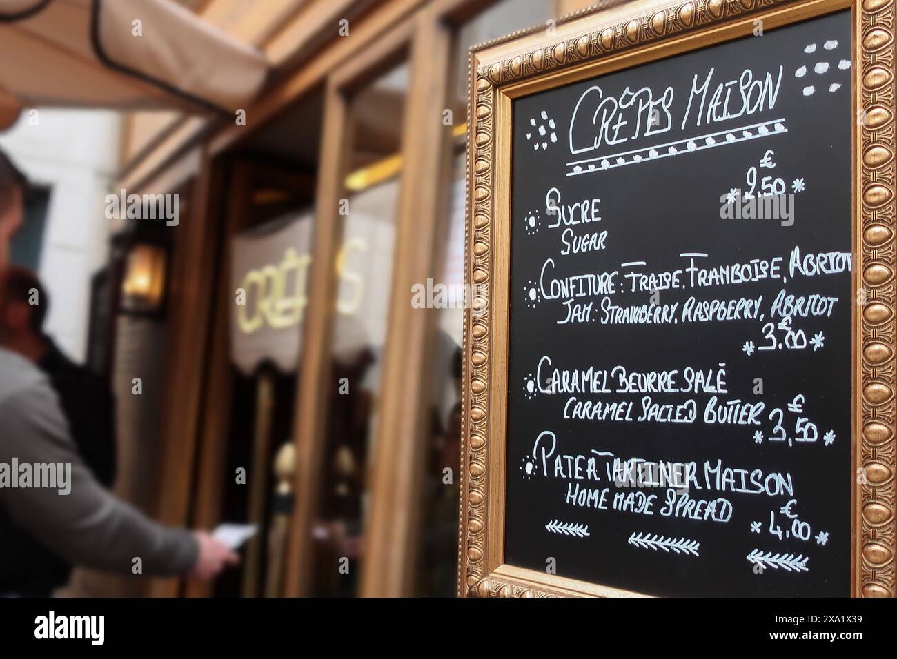 A price list menu in Crepes maison, homemade crepes menu at a crepe ...