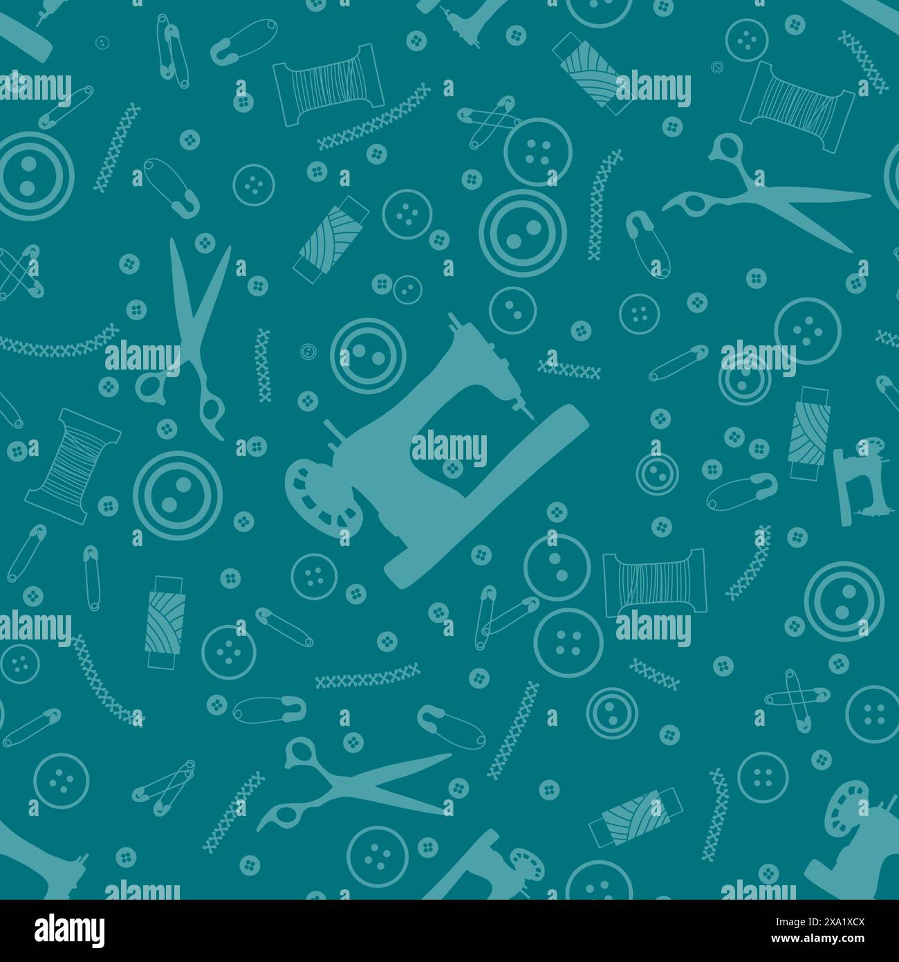 Cartoon silhouette hobbies seamless sewing machine pattern for wrapping ...