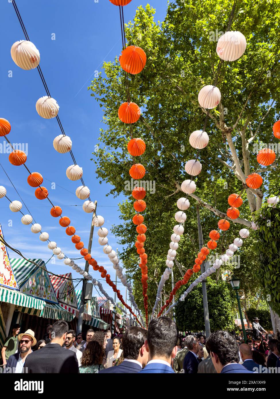 Decorations at Feria de Abril in Seville also known as the Seville Fair ...