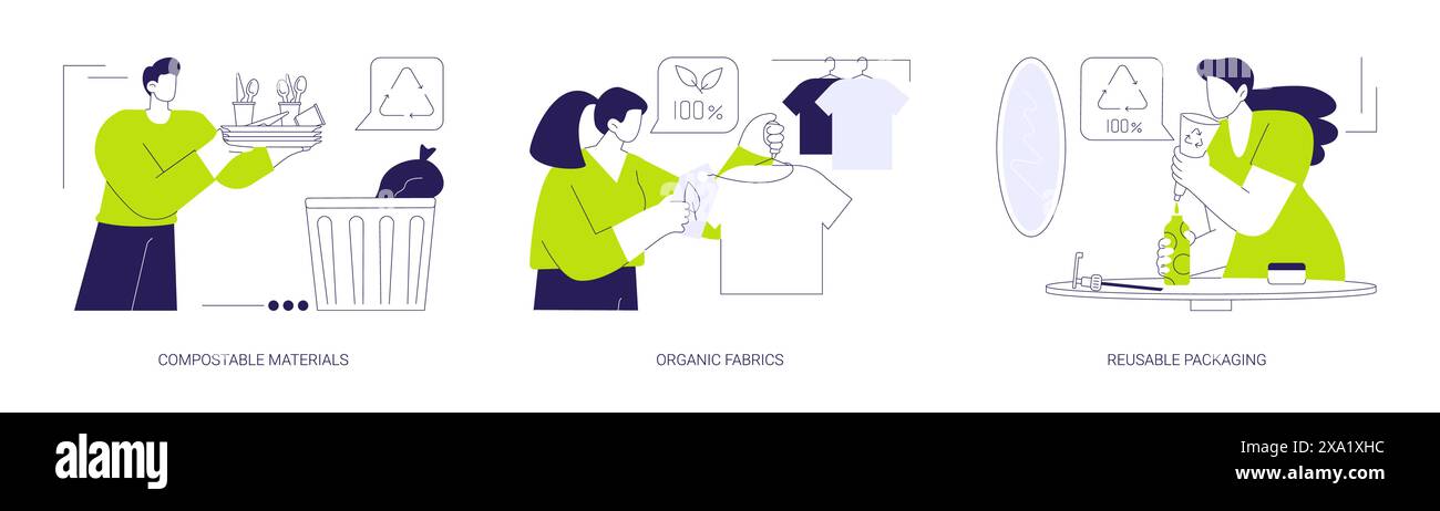 Biodegradable materials abstract concept vector illustrations Stock ...