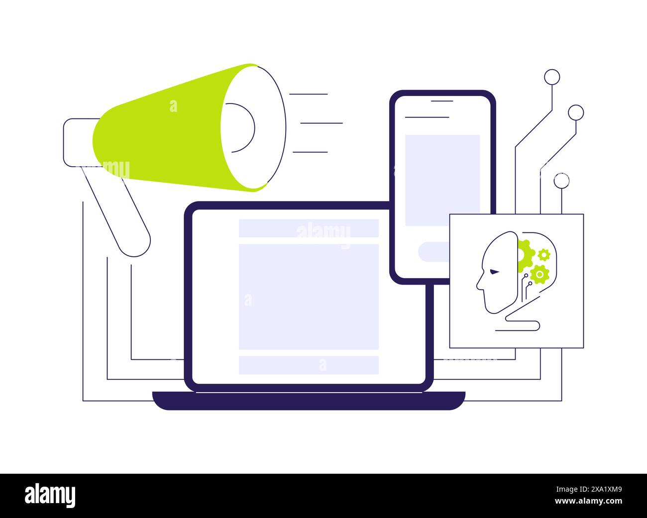 AI-Generated Marketing Content Assistance abstract concept vector ...