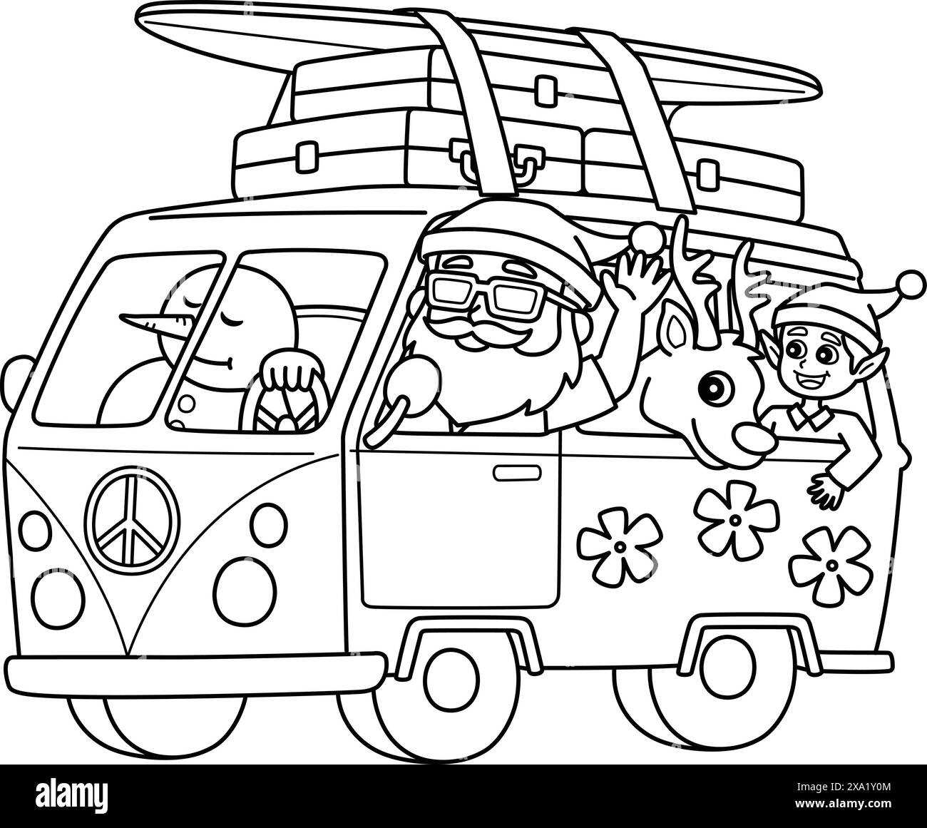 Christmas in July Santa in a Summer Van Isolated Stock Vector Image ...