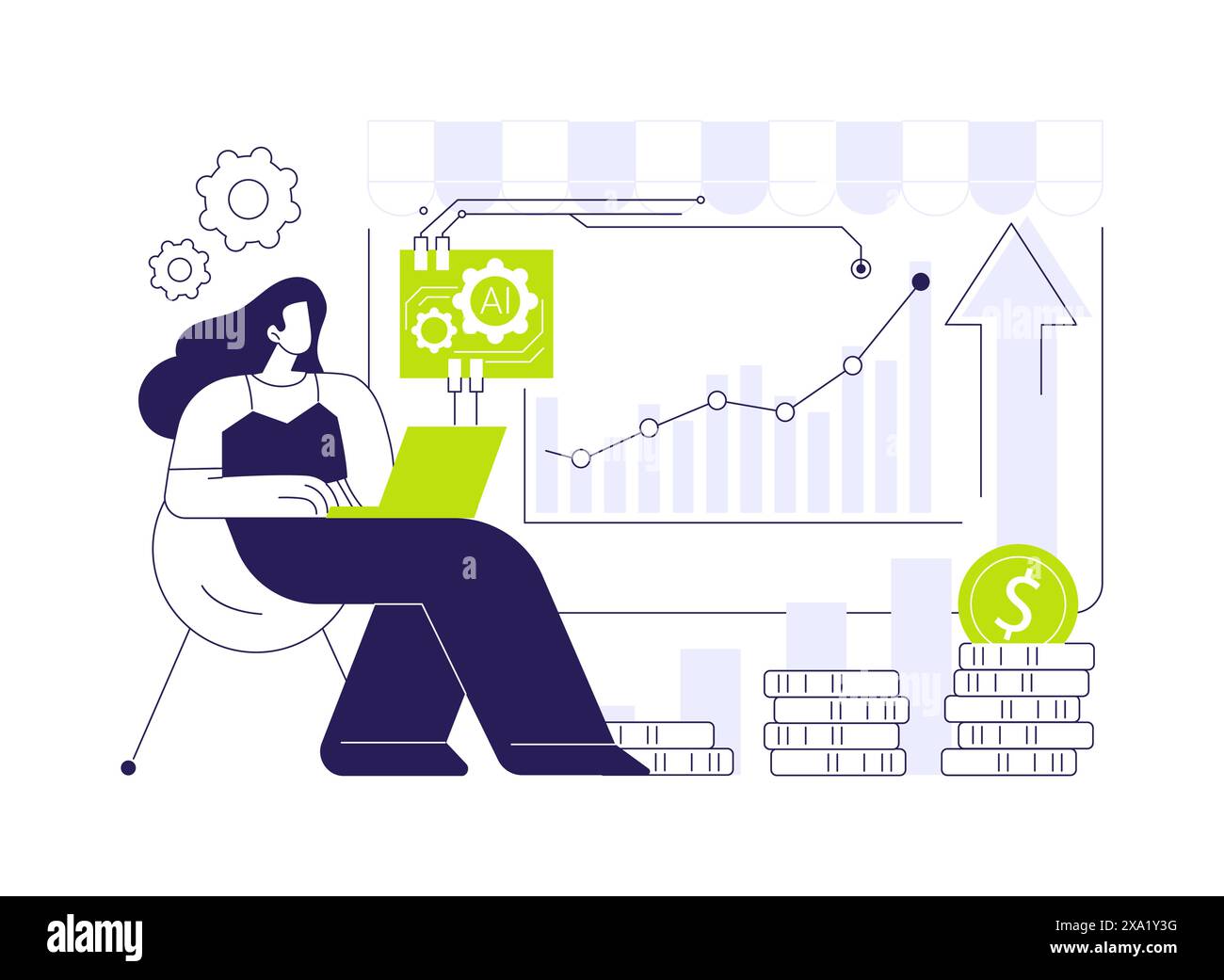 Ai Improved Sales Forecasting Abstract Concept Vector Illustration