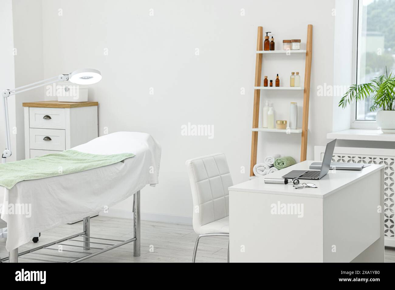 Modern interior of dermatologist's office with examination table Stock ...