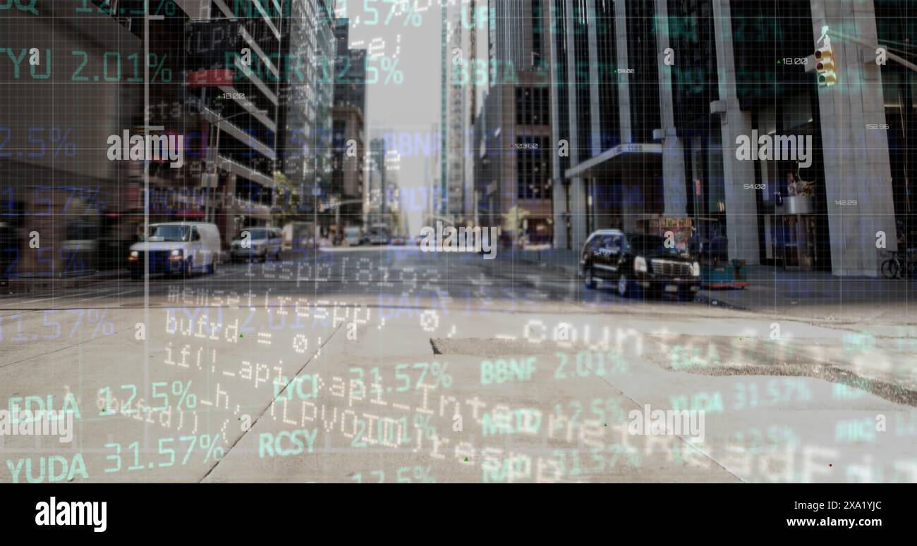 Image of stock market data processing against euro symbol falling on ...