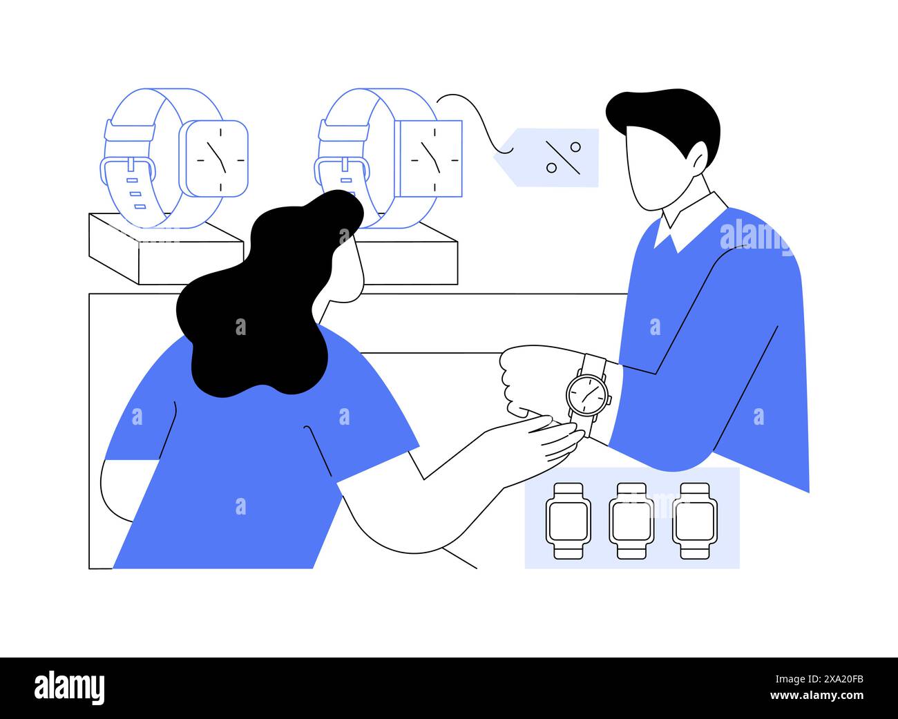 Buying a new watch isolated cartoon vector illustrations Stock Vector ...