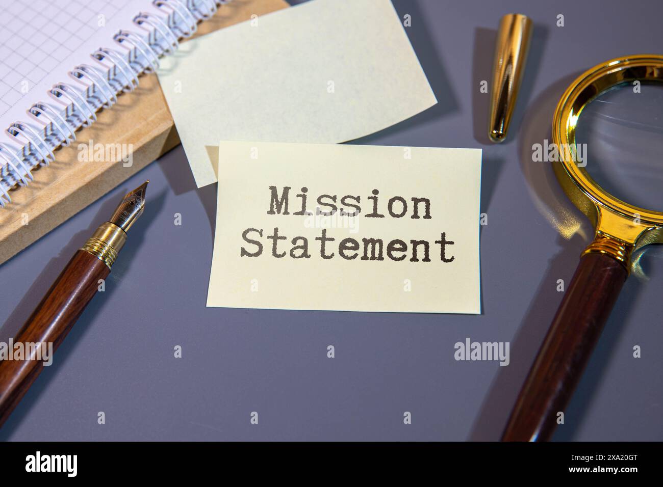 Mission Statement text quote on card, concept background Stock Photo ...