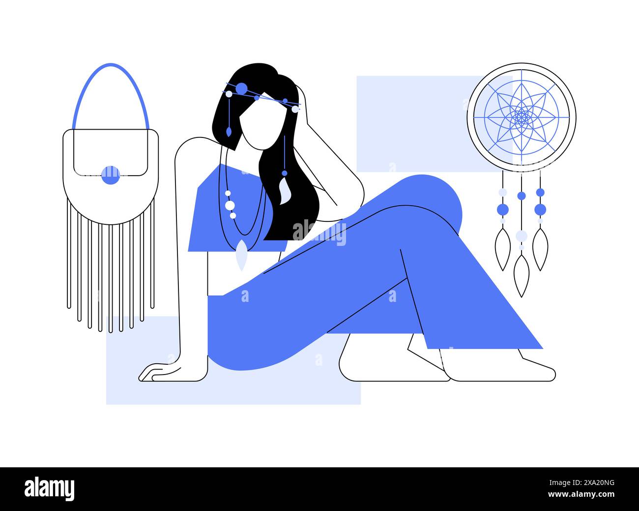 Boho style isolated cartoon vector illustrations Stock Vector Image ...