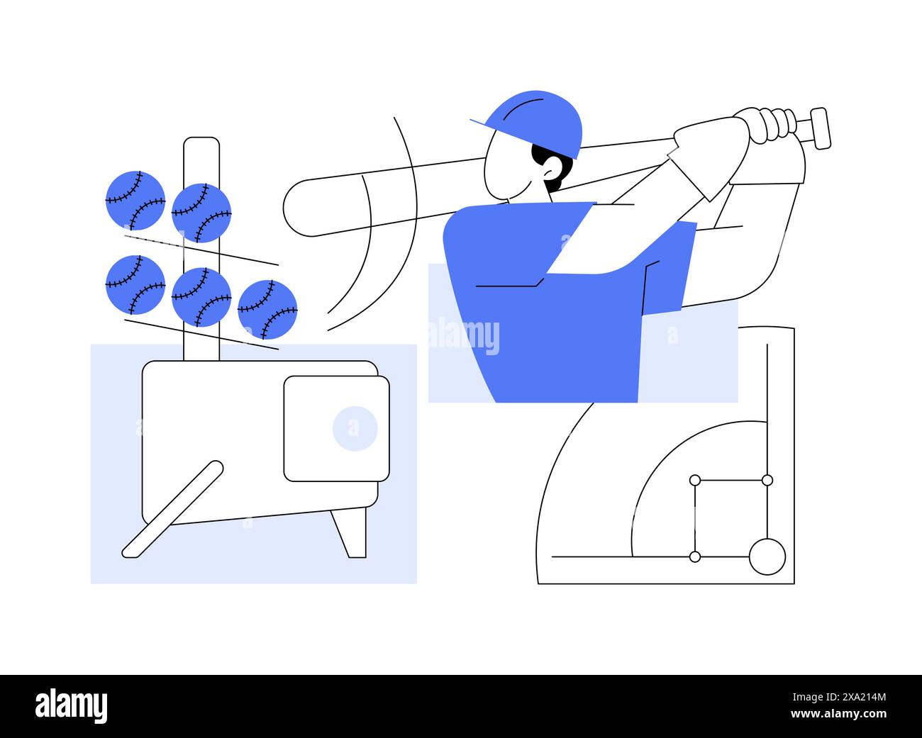 Pitching machine isolated cartoon vector illustrations Stock Vector ...