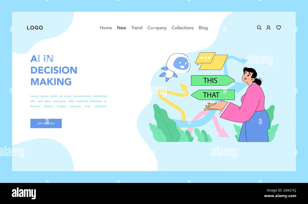 AI in decision making concept. Person engages with AI technology for ...