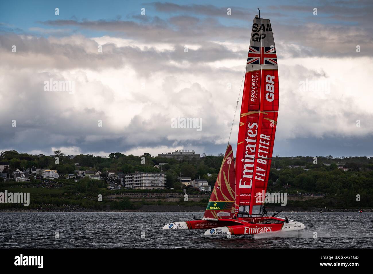 Team Great Britain racing during the June 2024 Sail GP event in Halifax ...
