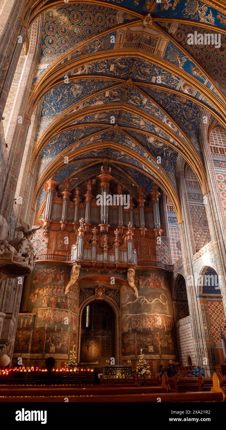 A beautiful cathedral interior with grand columns and a decorative ...