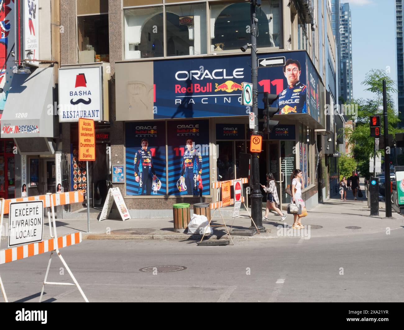 Montreal,Canada, 3rd June 2024. Red Bull merchandise shop set up on Ste ...