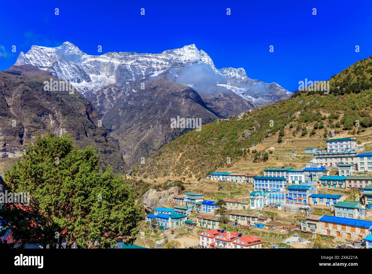 Himalaya mountains landscape with high altitude snow and ice glacier ...