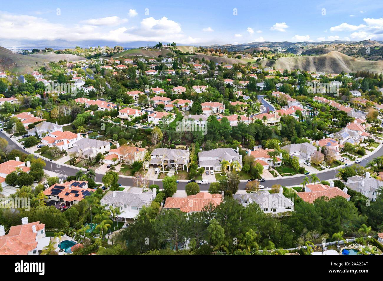 Aerial view of suburban city with houses and trees Stock Photo - Alamy