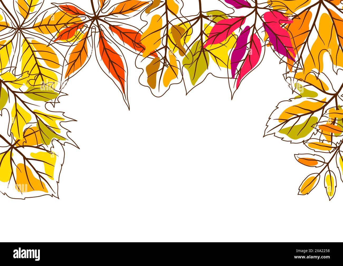 Background with autumn leaves. Illustration with various foliage Stock ...