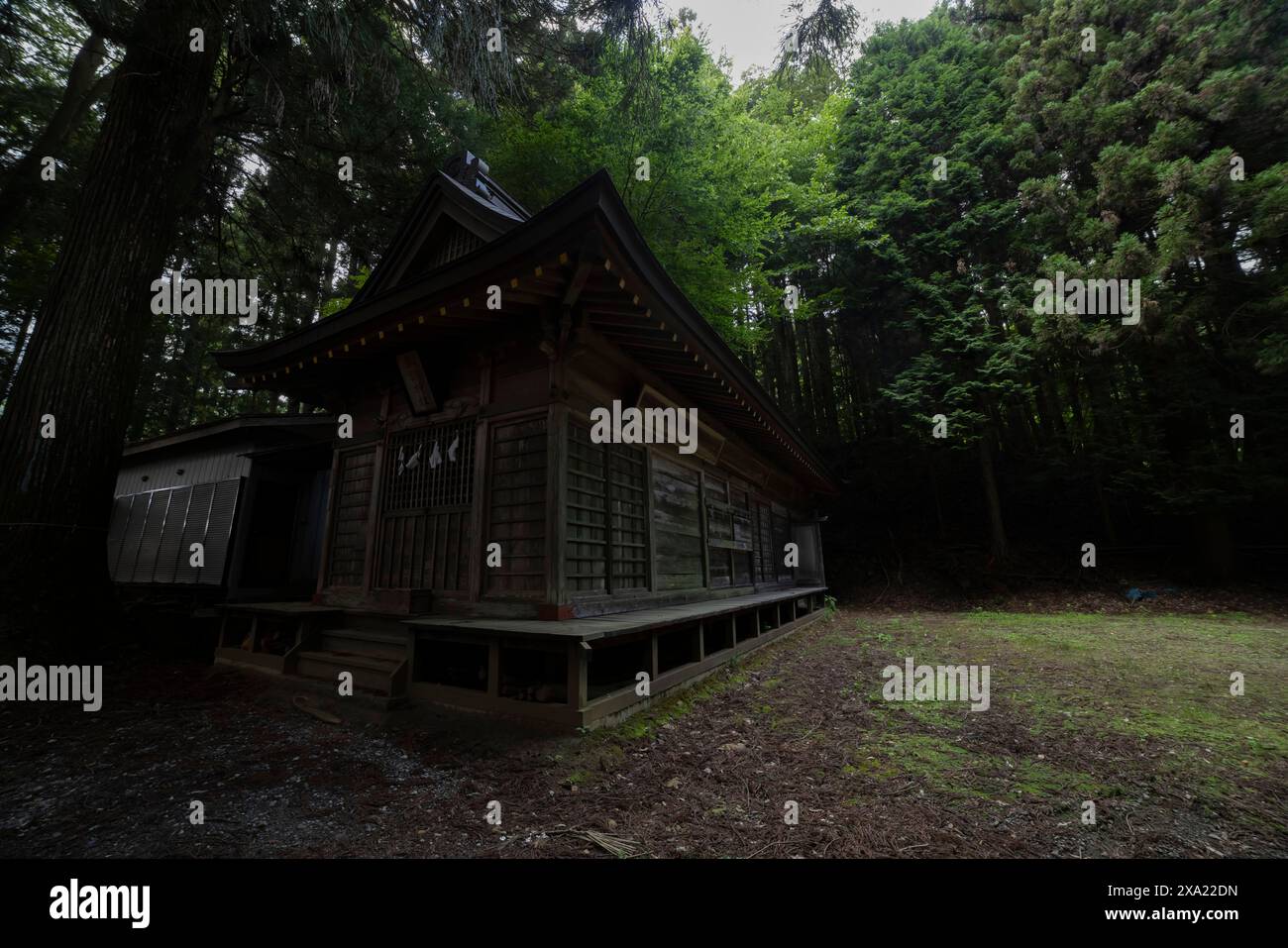 A Japanese old shrine at the countryside in Gunma Japan wide shot Stock ...