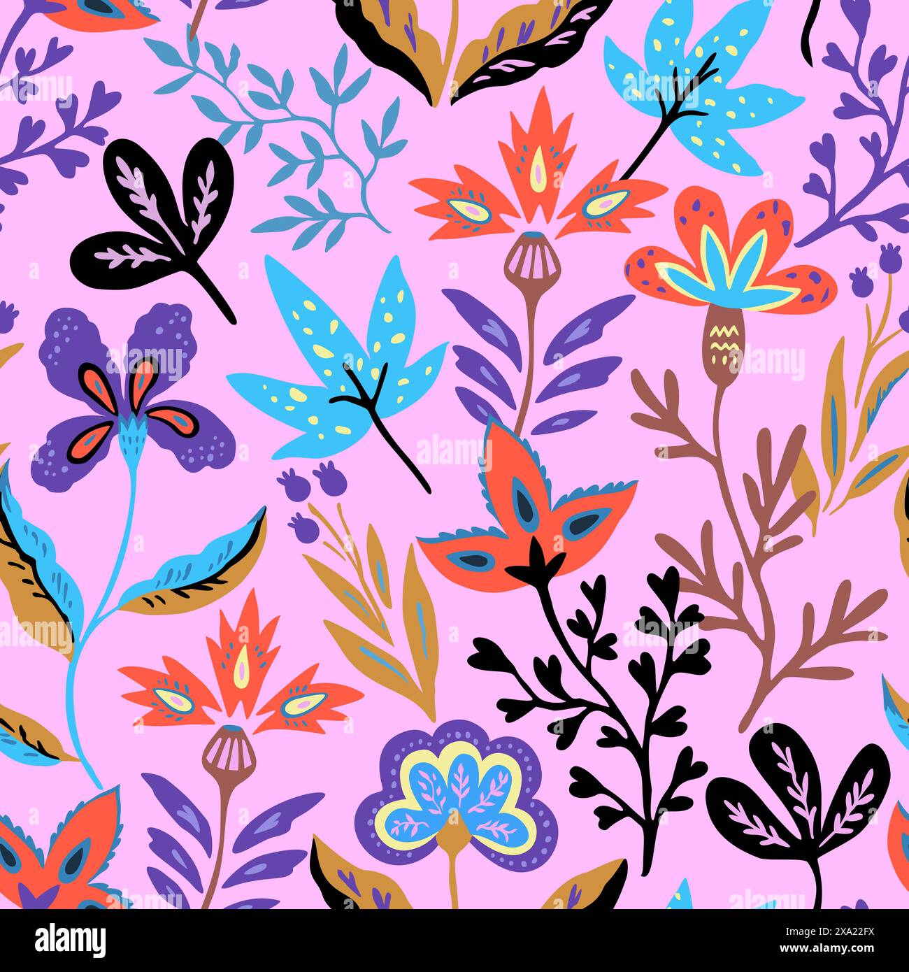 Ornamental floral pattern with stylized ornate floral elements. Vector ...