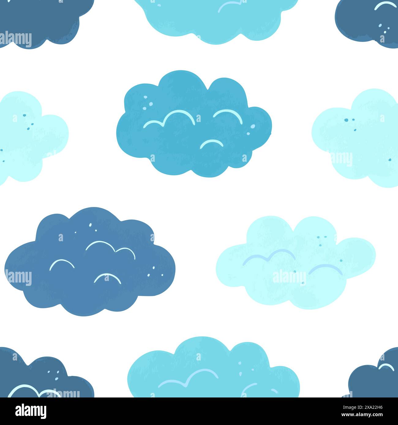 Seamless pattern with cute cartoon clouds. Vector illustration Stock ...