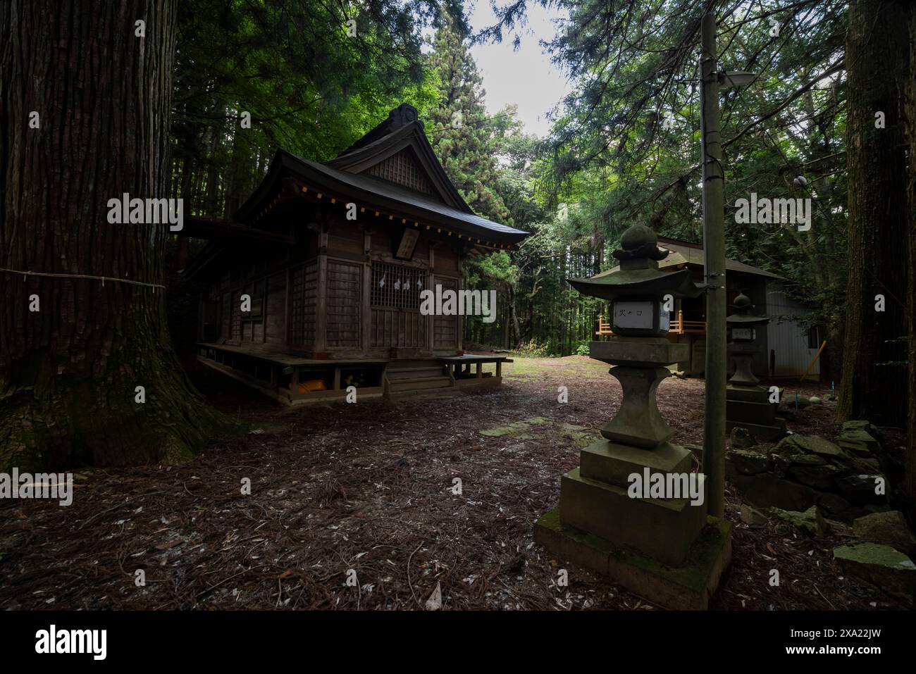 A Japanese old shrine at the countryside in Gunma Japan wide shot Stock ...