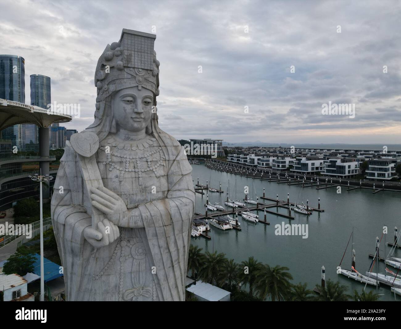 The statue of Chinese goddess Mazu in the port of Xiamen, China Stock ...
