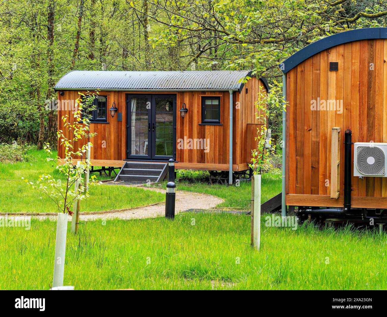 Camping huts glamping wooden vacation holiday lodges in the forrest ...