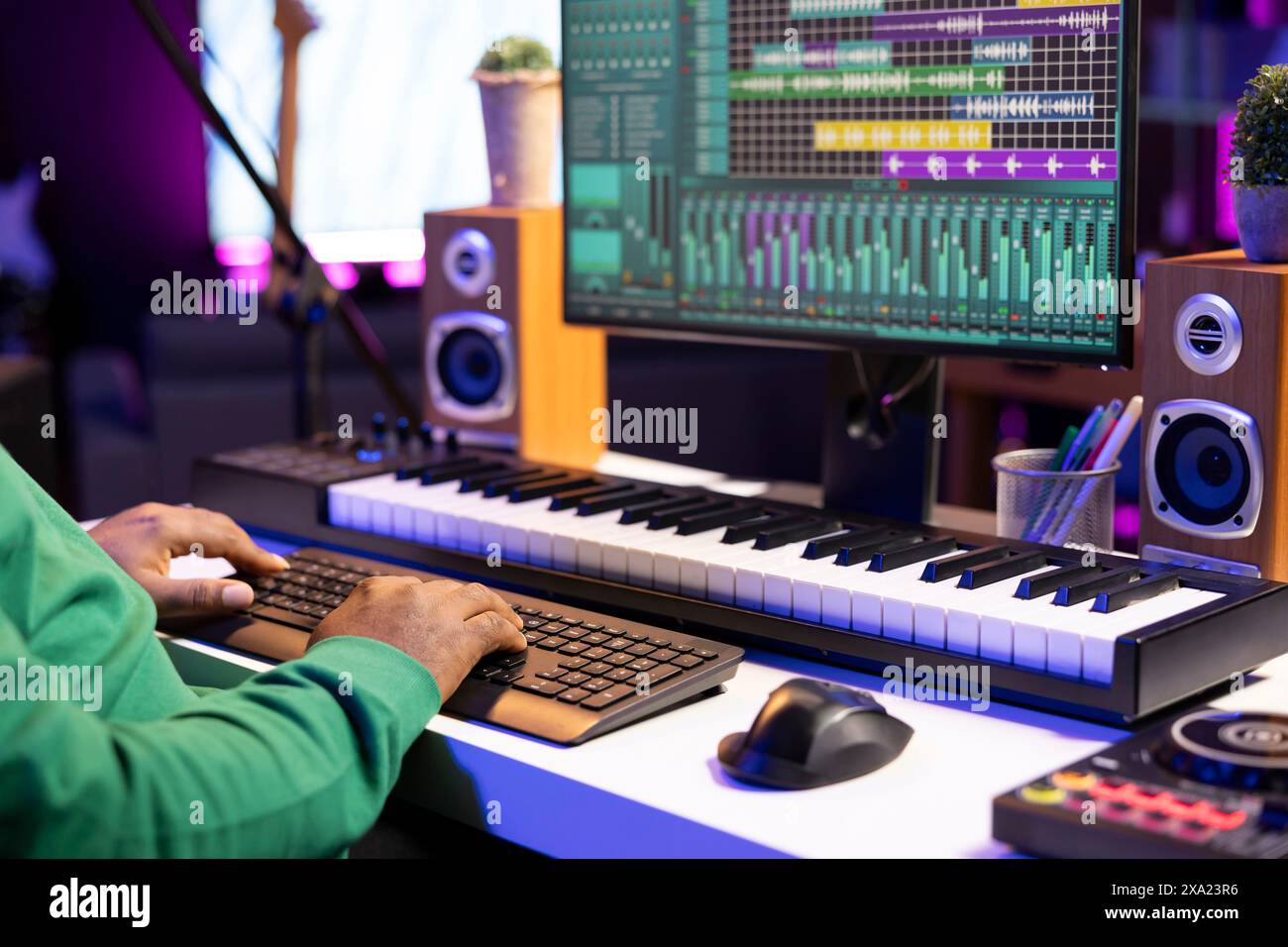 Sound designer editing recording hi-res stock photography and images ...