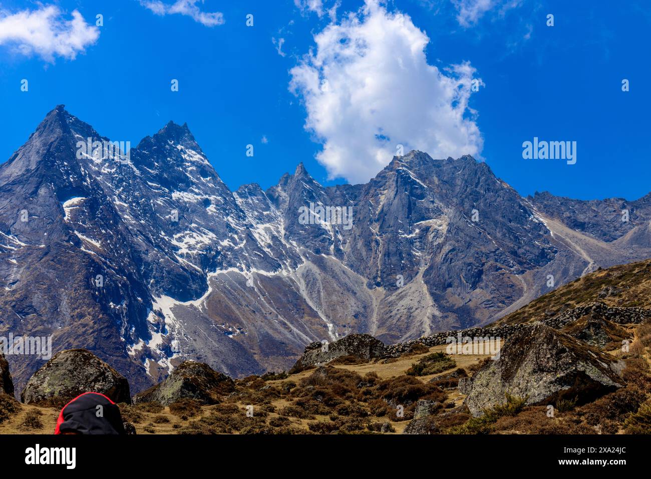 Himalaya mountains landscape with high altitude snow and ice glacier ...
