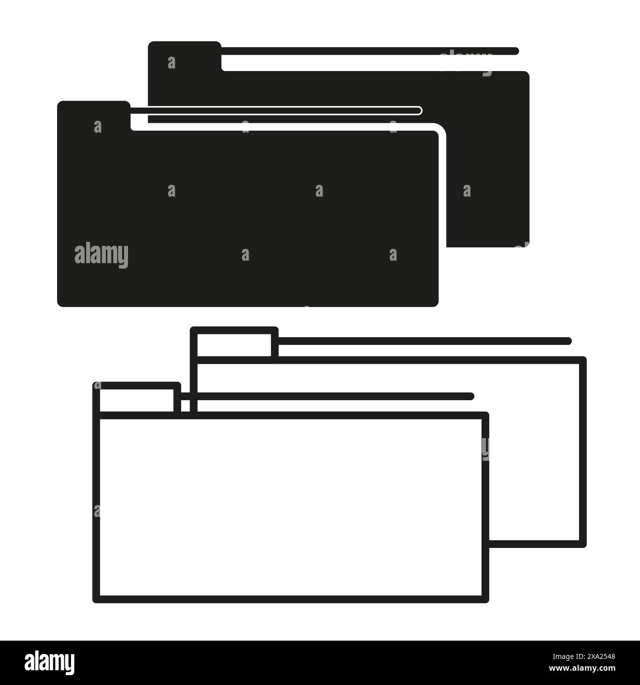 Set of vector file folder icons in black and white. Simple and modern ...