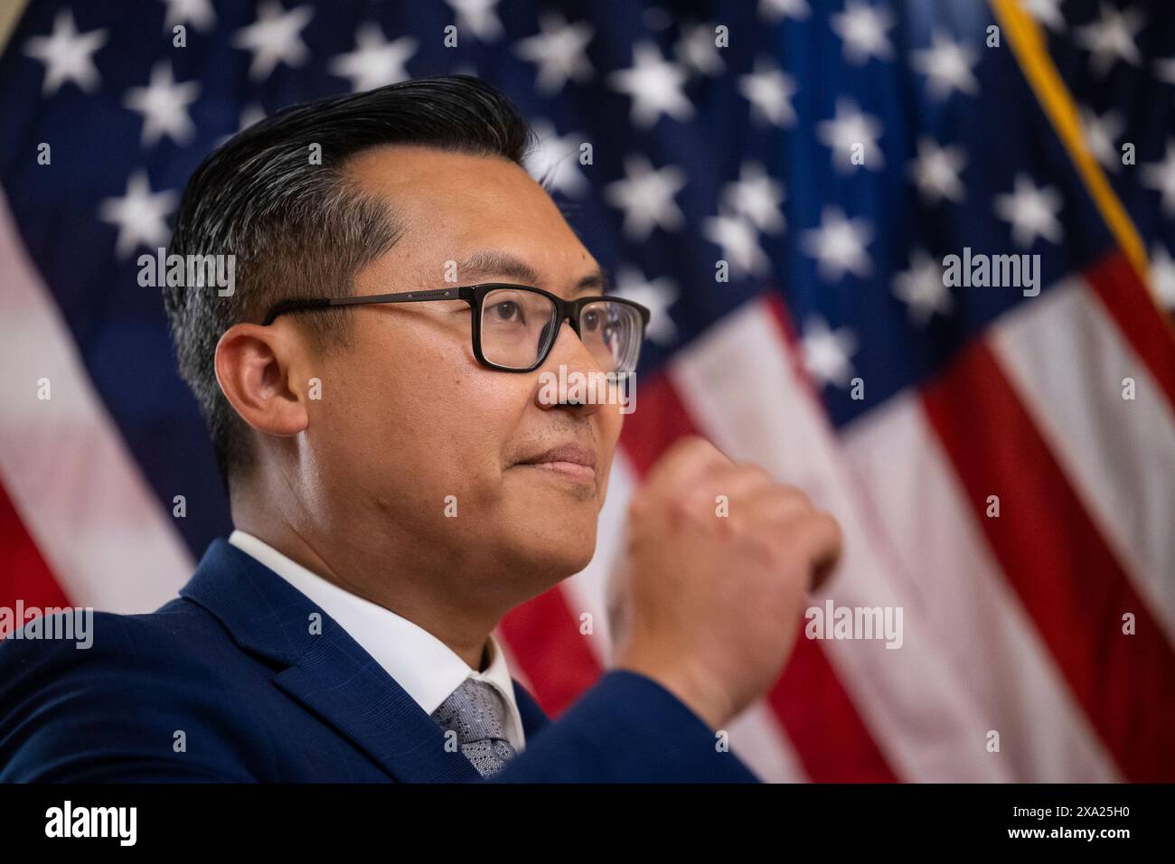 Rep. Vince Fong (R-Calif.) is seen during his ceremonial swearing-in at ...