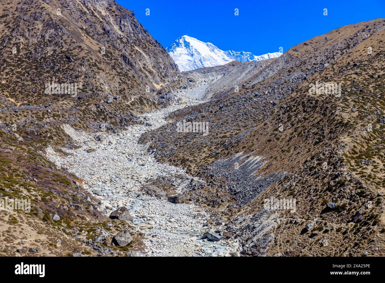 Himalaya mountains landscape with high altitude snow and ice glacier ...