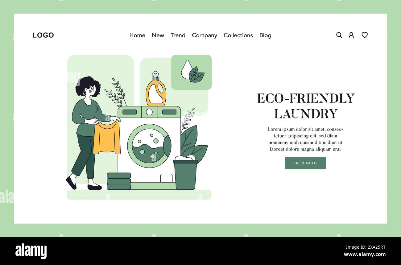 Eco-friendly Laundry concept. A woman engages in sustainable washing ...