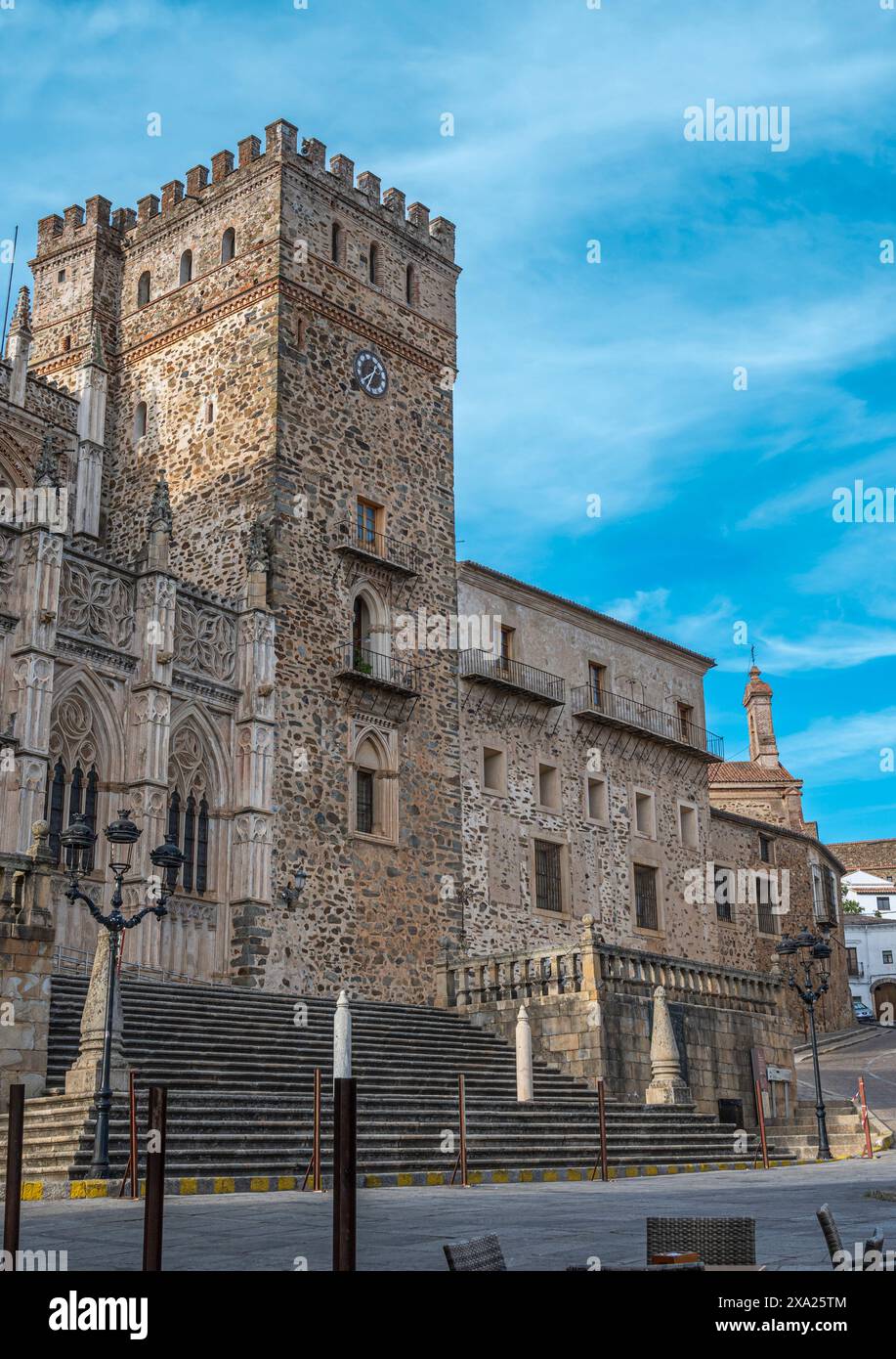 The staircase to the royal monastery of Guadalupe from the 14th century ...