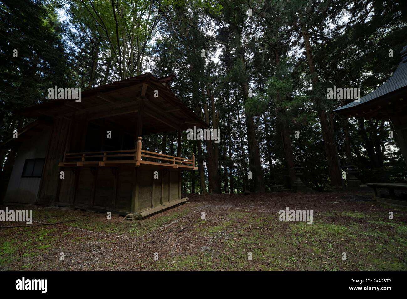 A Japanese old shrine at the countryside in Gunma Japan wide shot Stock ...