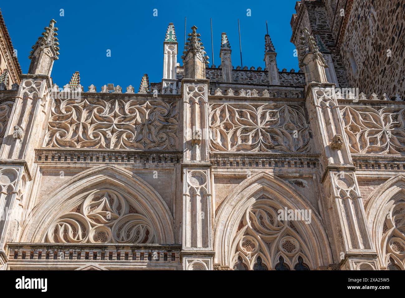 Detail of spires and spires on the upper cornice of the Royal Monastery ...