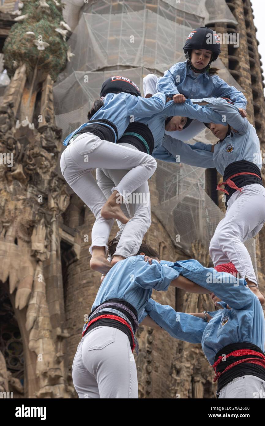A traditional festival event, human tower in Catalonia Stock Photo - Alamy