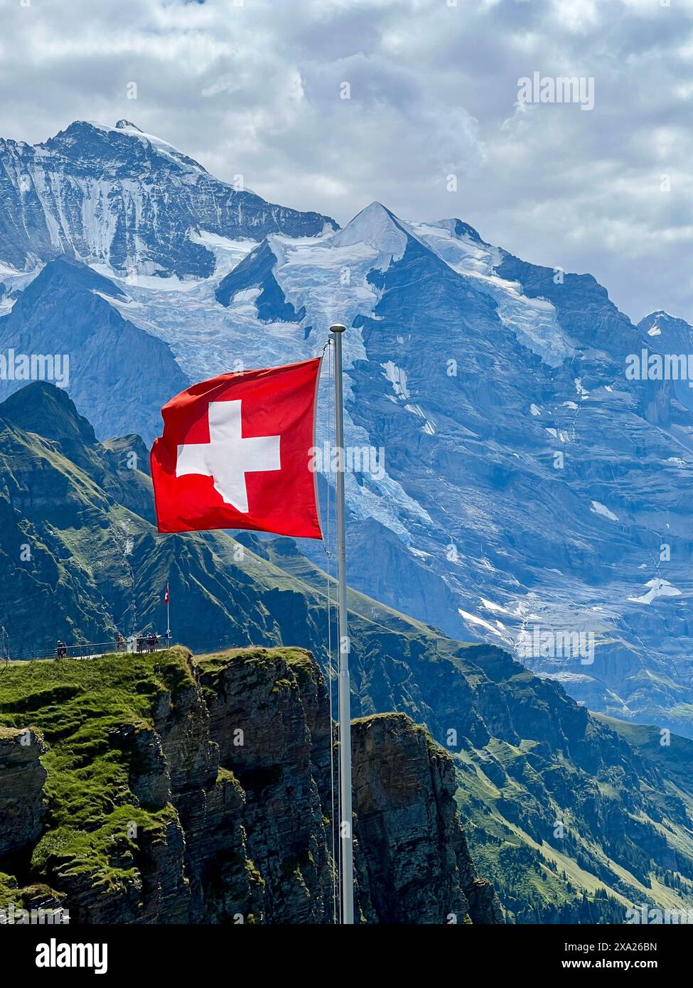 Swiss Flag in the Jungfrau region in canton Bern Stock Photo - Alamy