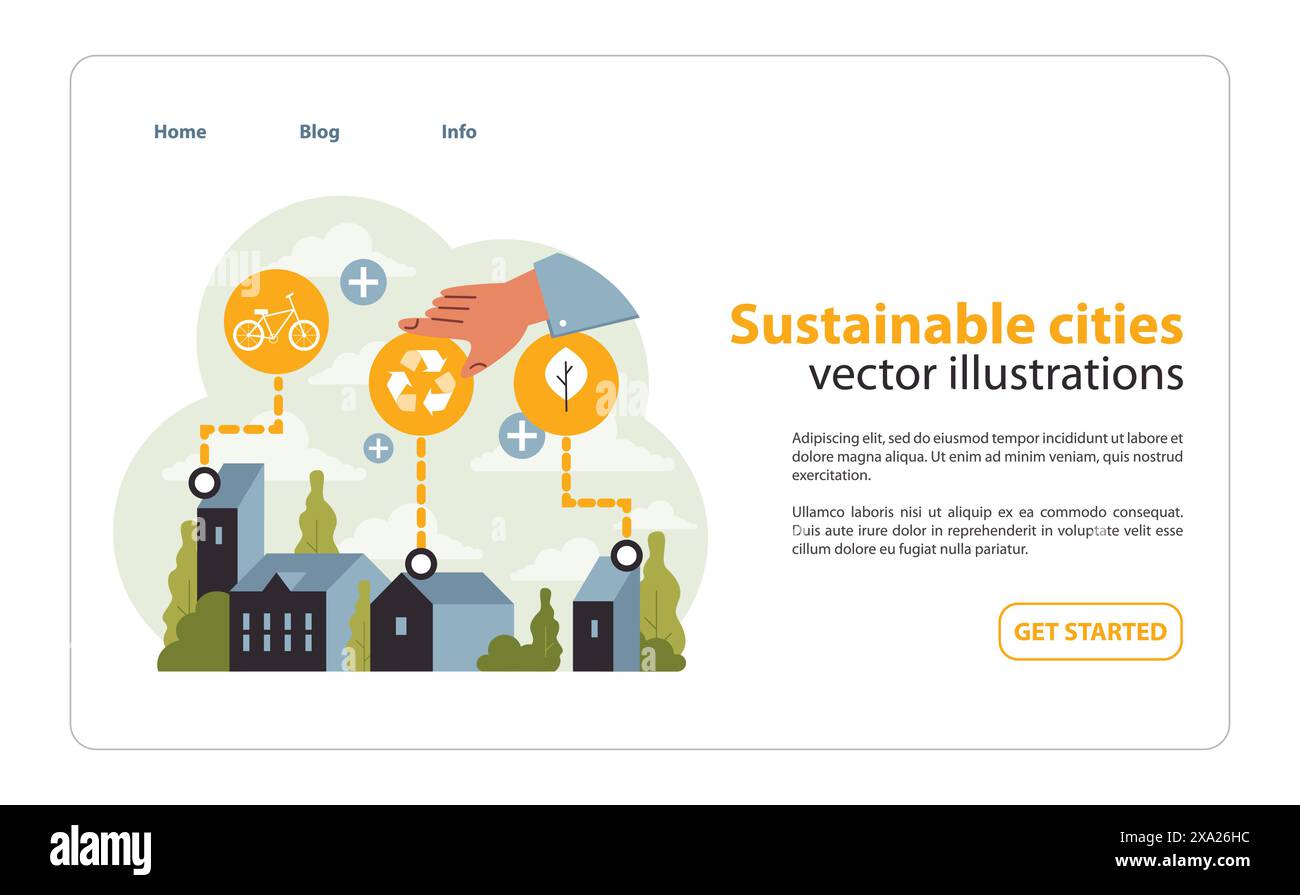 Sustainable cities concept. Urban landscape integrating cycling ...