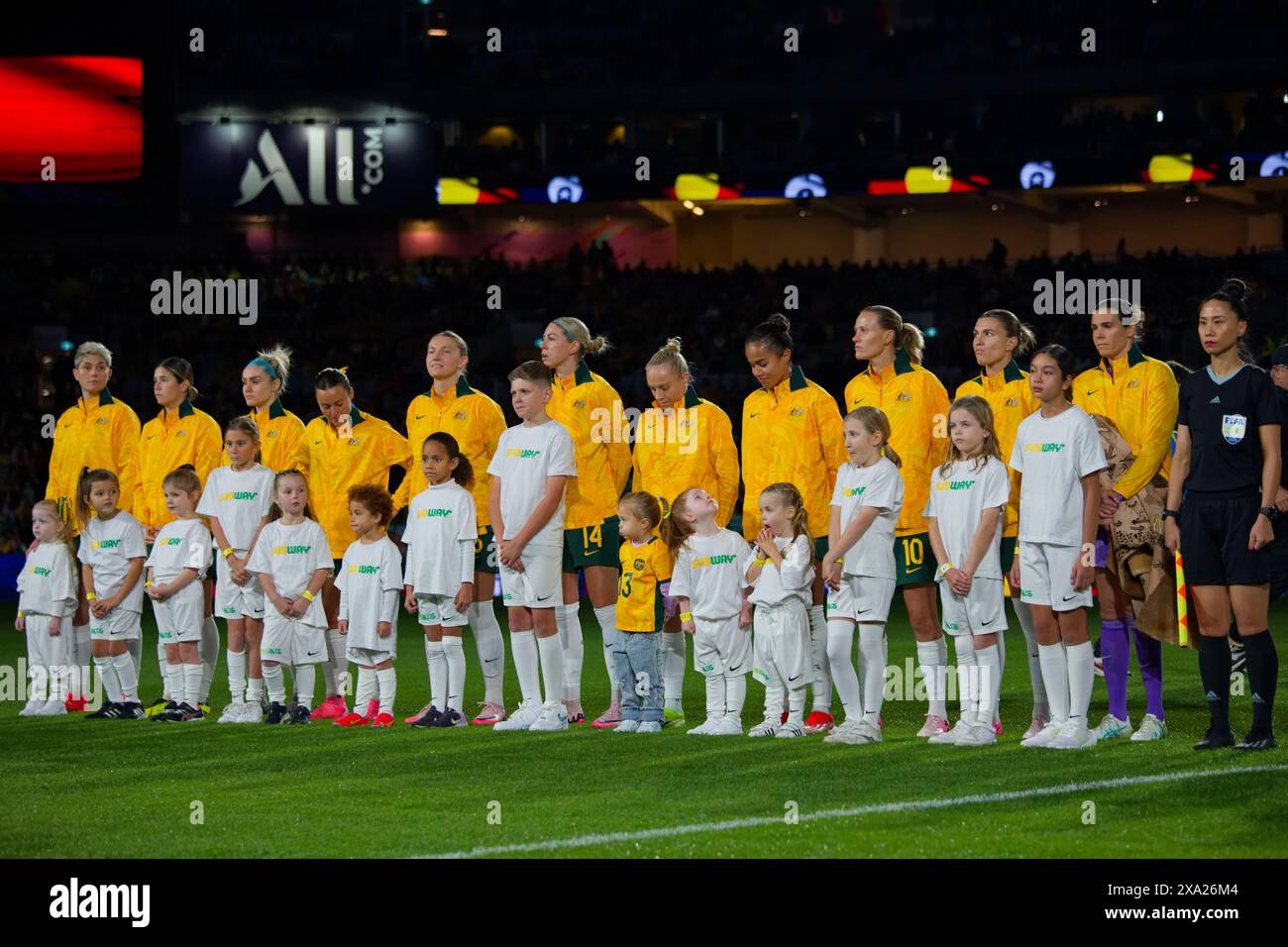 Sydney, Australia. 03rd June, 2024. Australian Players line up for the ...