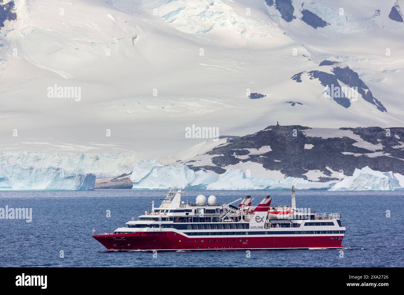 Cruise ship Explorer One, Gerlache Strait, Palmer Archipelago ...