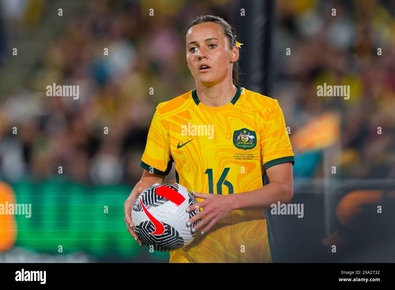 Sydney, Australia. 03rd June, 2024. Hayley Raso of Australia looks on ...