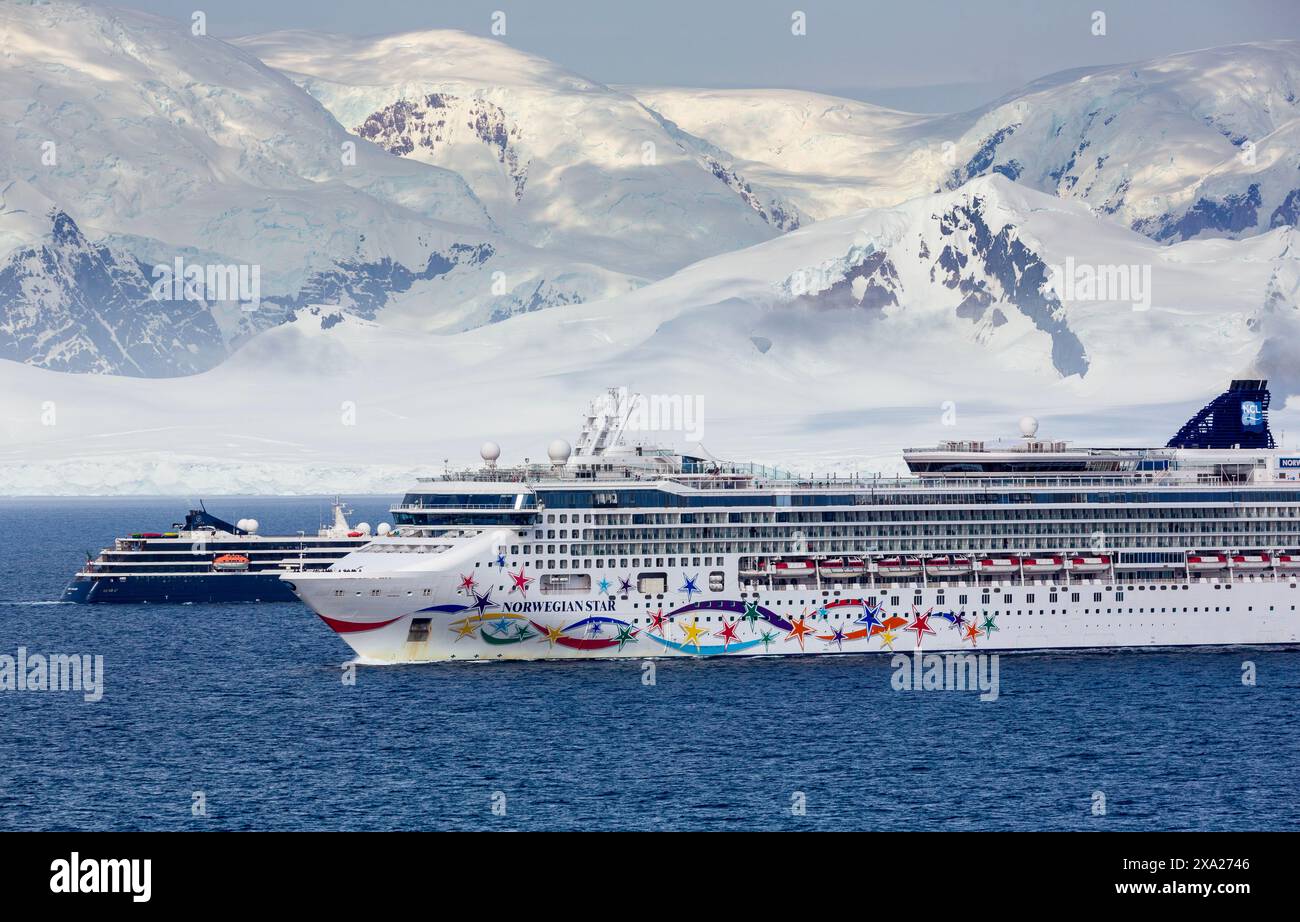 Cruise ship Norwegian Star, Gerlache Strait, Palmer Archipelago ...